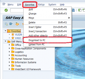 How to save SAPGUI favorites in SAP