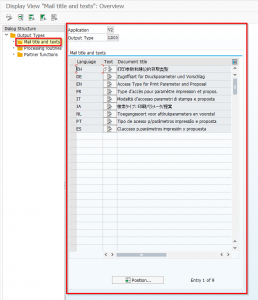 View the Output type settings in NACE